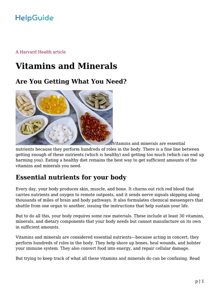 Understanding Essential Nutrients: A Detailed Look at Vitamins ...