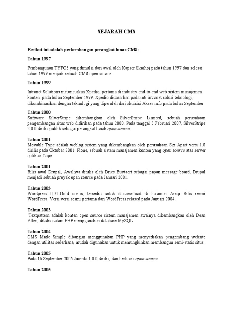 Sejarah CMS | PDF