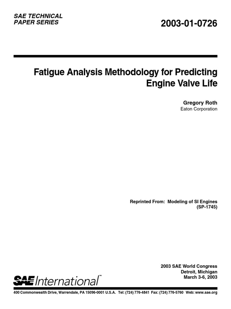 Sae Technical Paper Series: Gregory Roth | Download Free PDF | Fatigue ...