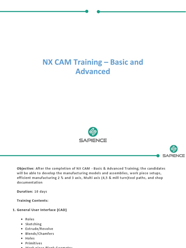 NX CAM Training: Basic to Advanced | PDF | Drilling | Industrial Processes
