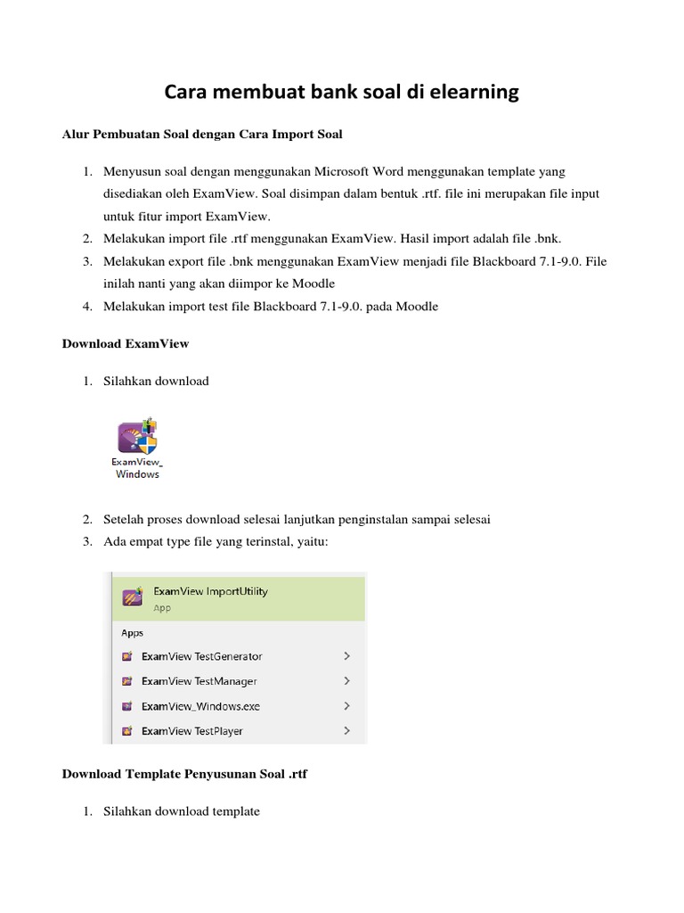 Cara Membuat Bank Soal Di Elearning LMS Moodle | PDF