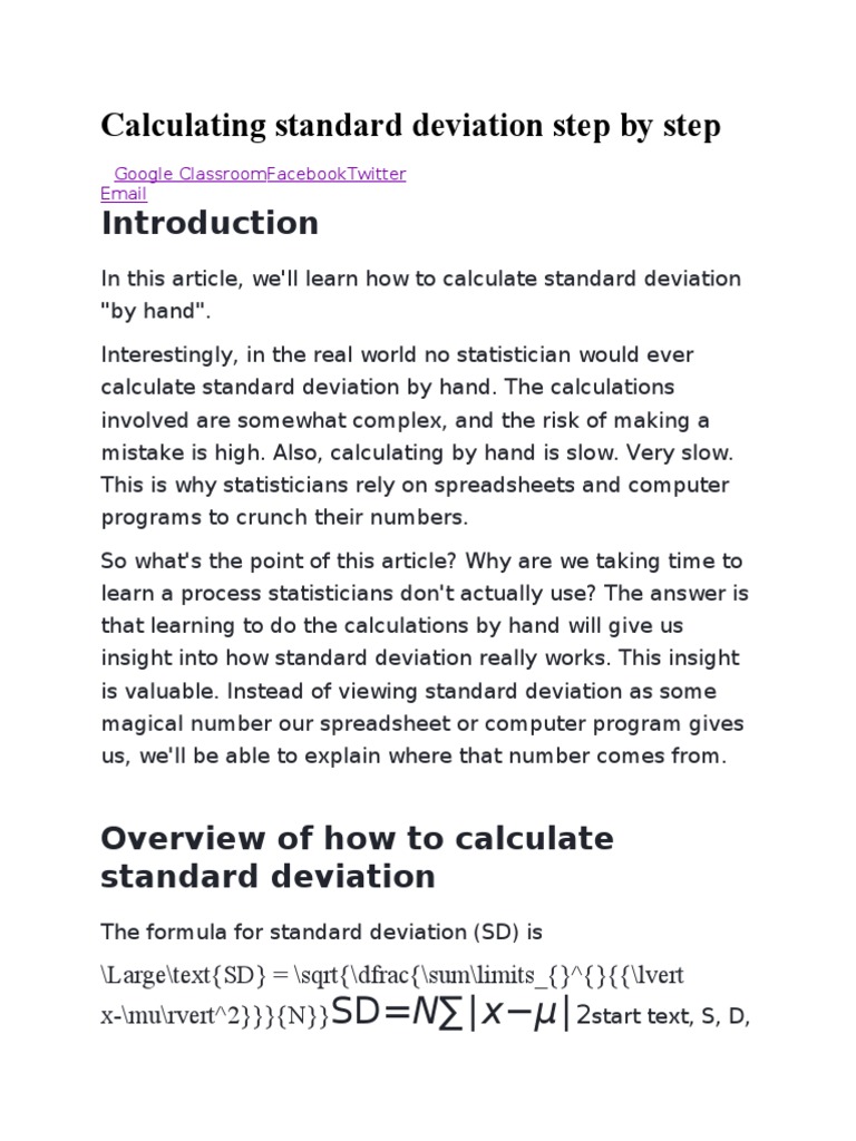 Class Notes SD | PDF | Standard Deviation | Teaching Mathematics