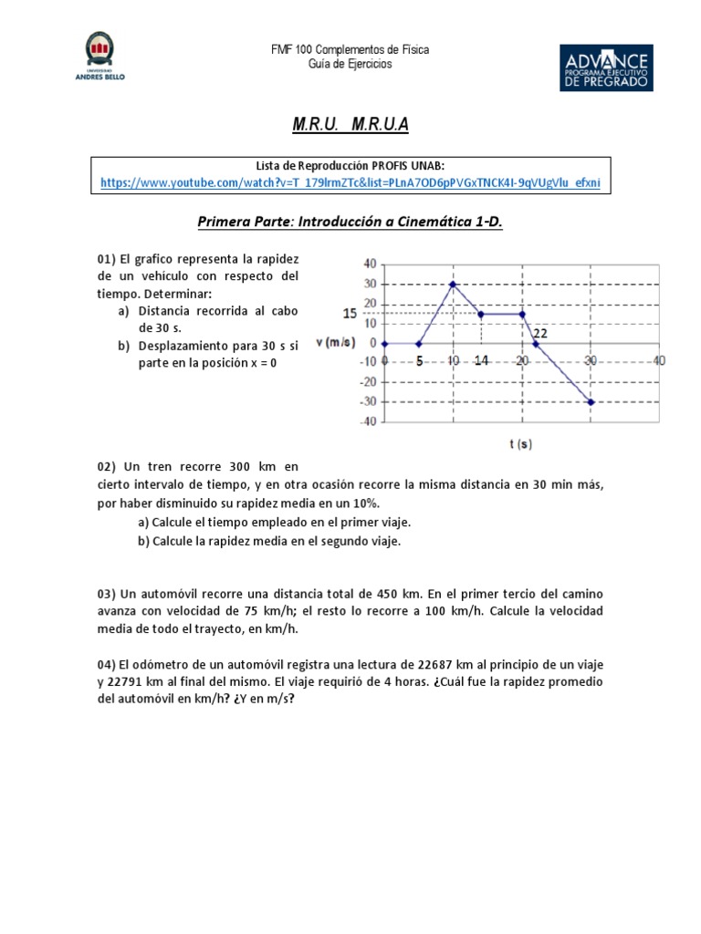 Ejercicios de MRU y MRUA con Soluciones | PDF | Aceleración | Velocidad