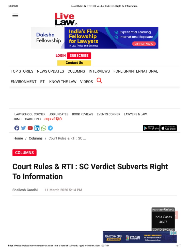 Court Rules & RTI | Download Free PDF | Freedom Of Information Laws By Country | Supreme Court ...