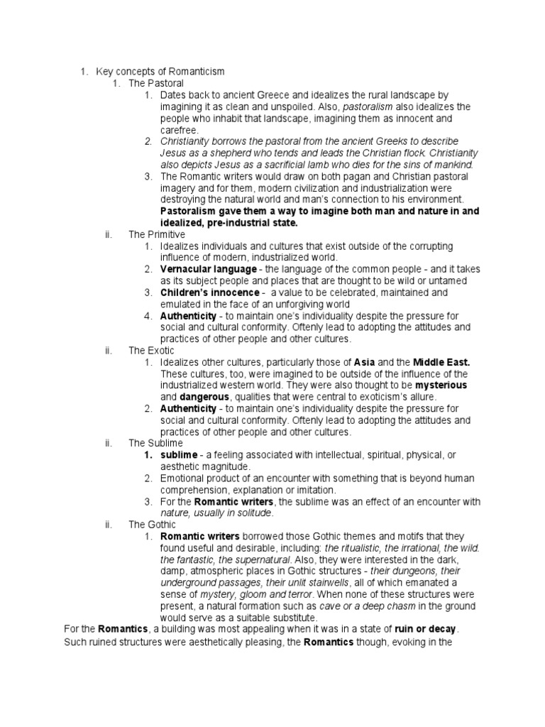 Key Concepts of Romanticism | PDF | Gothic Fiction | Romanticism