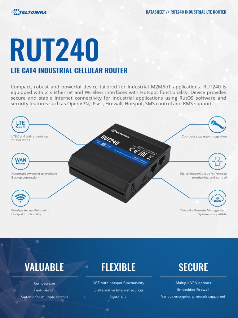 Datasheet RUT240 v1.4 PDF | PDF | Wi Fi | Computer Network