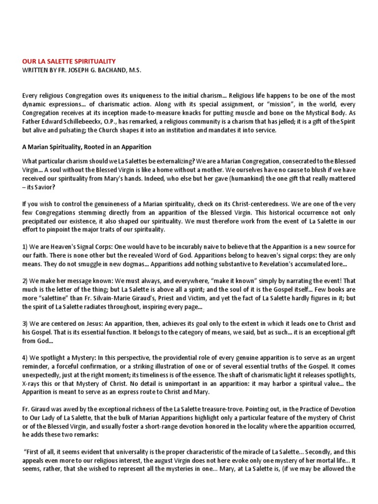 OUR LA SALETTE SPIRITUALITY Handouts PDF | PDF | God The Father | Mary ...