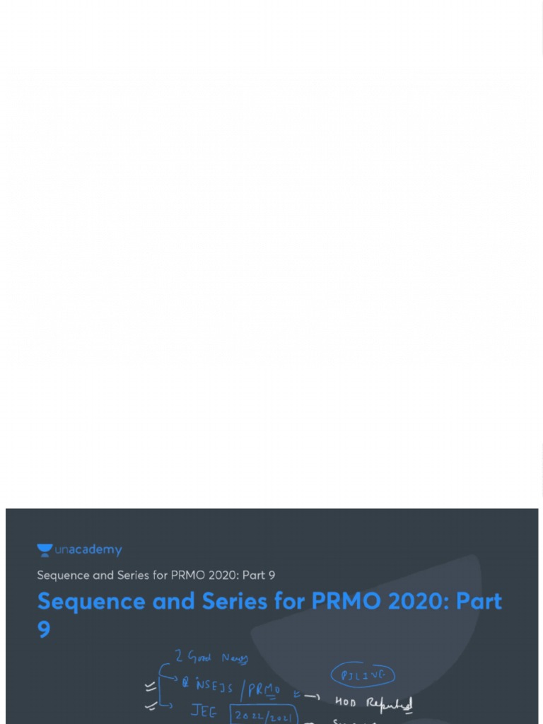 Sequence and Series For PRMO 2020 Part 9 With Anno | PDF