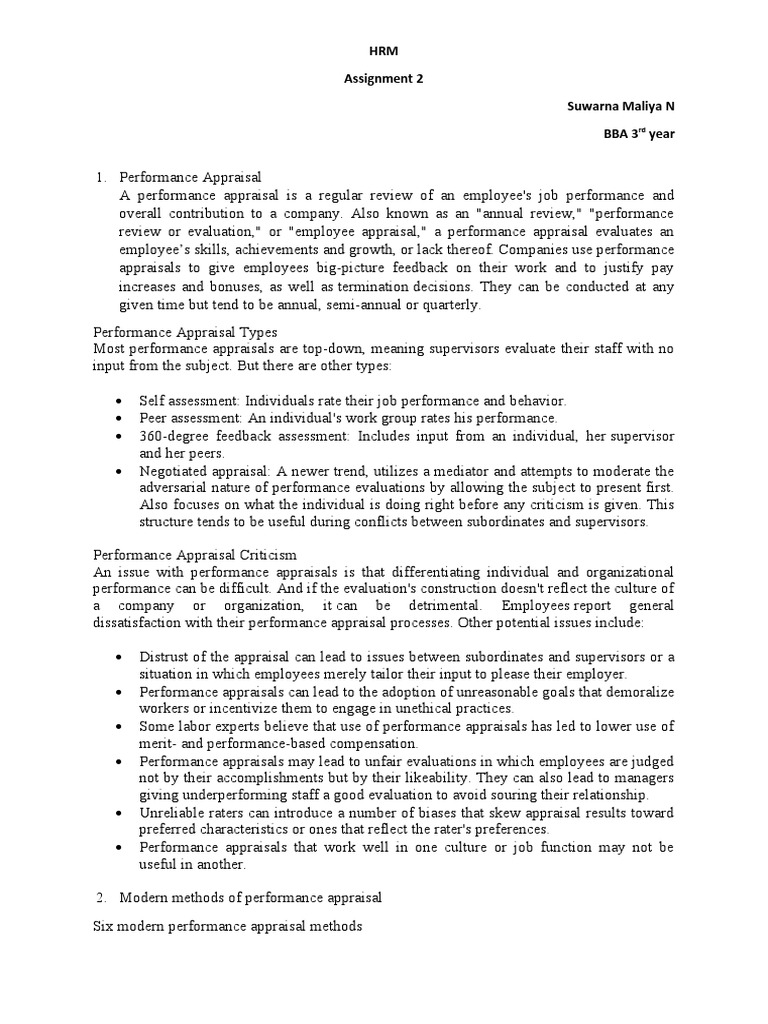 HRM Performance Appraisal | PDF | Performance Appraisal | Psychological ...