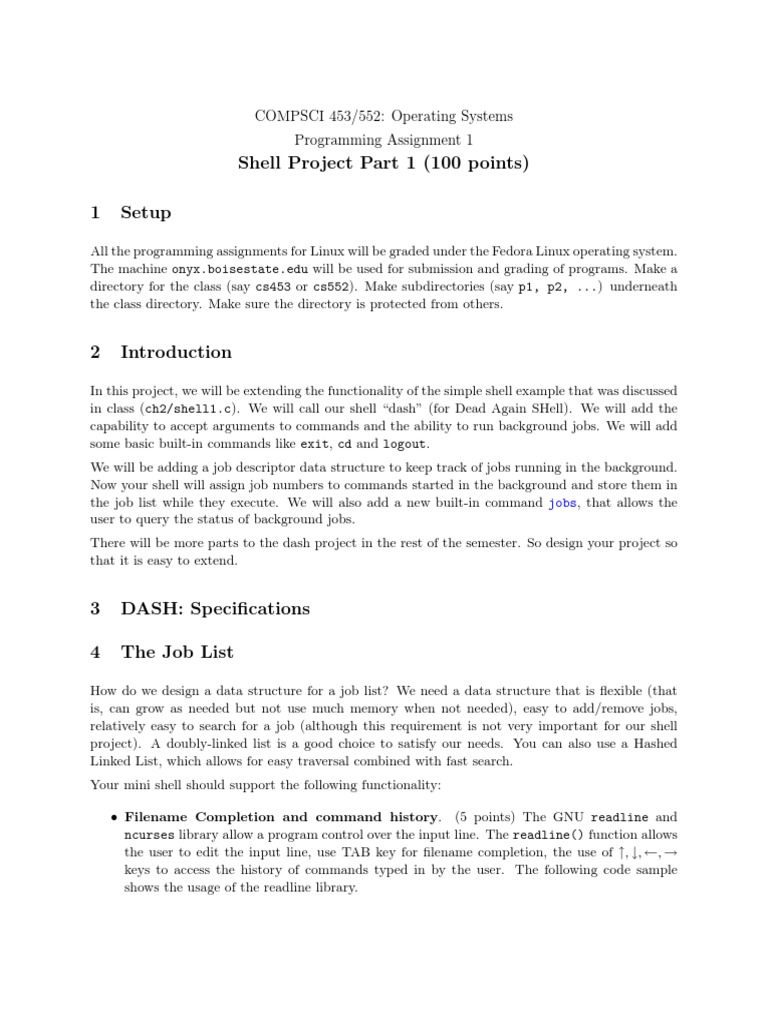 Bash Shell Assignment Specification | PDF | Computer File | Command ...