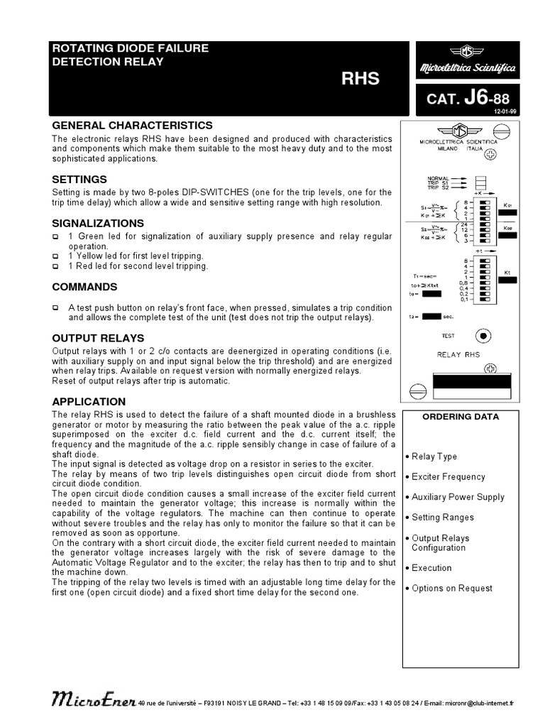 Rotating Diode Detection Delay RHS-J6-88 | PDF | Relay | Diode