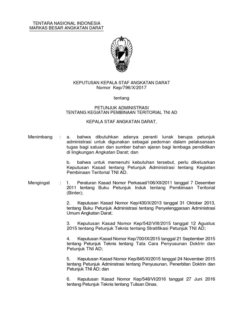 Keputusan Kasad | PDF