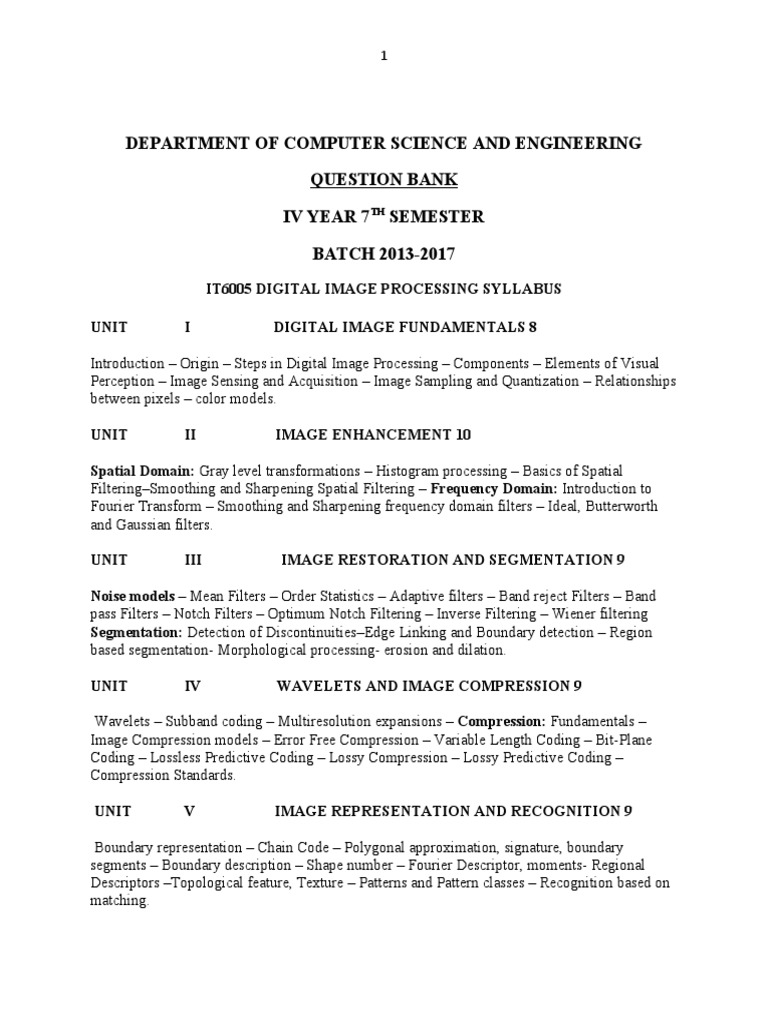 It6005 Digital Image Processing - QB | PDF | Data Compression | Code