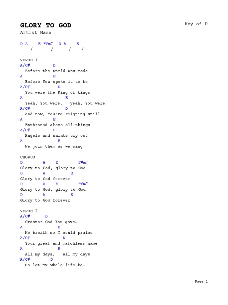 GLORY TO GOD Chords | PDF