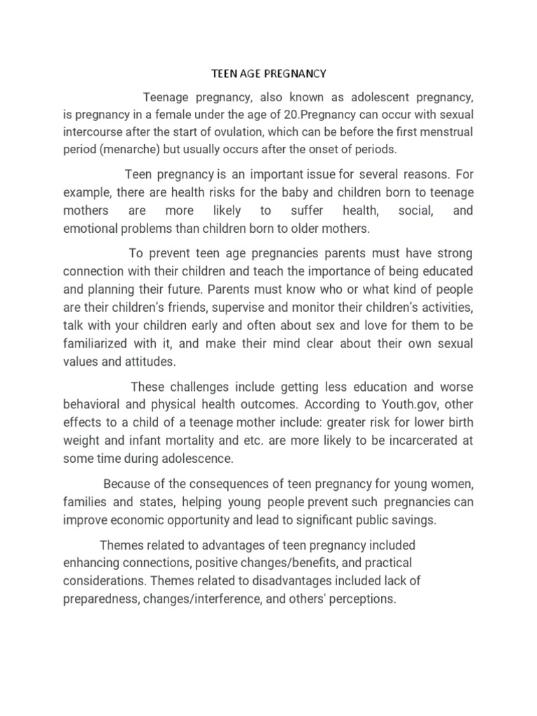 The Health, Social, and Economic Impacts of Teenage Pregnancy: Risks ...
