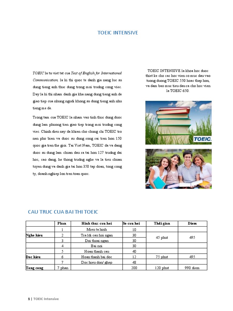 TOEIC Intensive Course Overview | PDF | Career & Growth | Language Arts ...