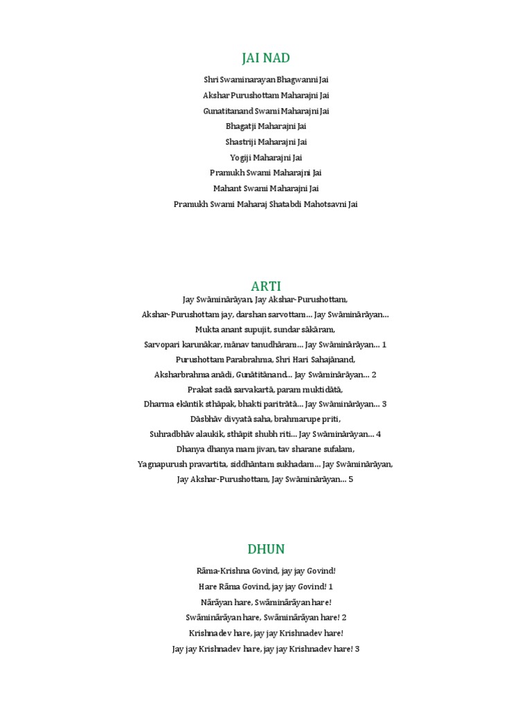 BAPS Arti - Ashtak - Evening - English - 002 | PDF | Bhakti Movement | Hindu Religious Workers