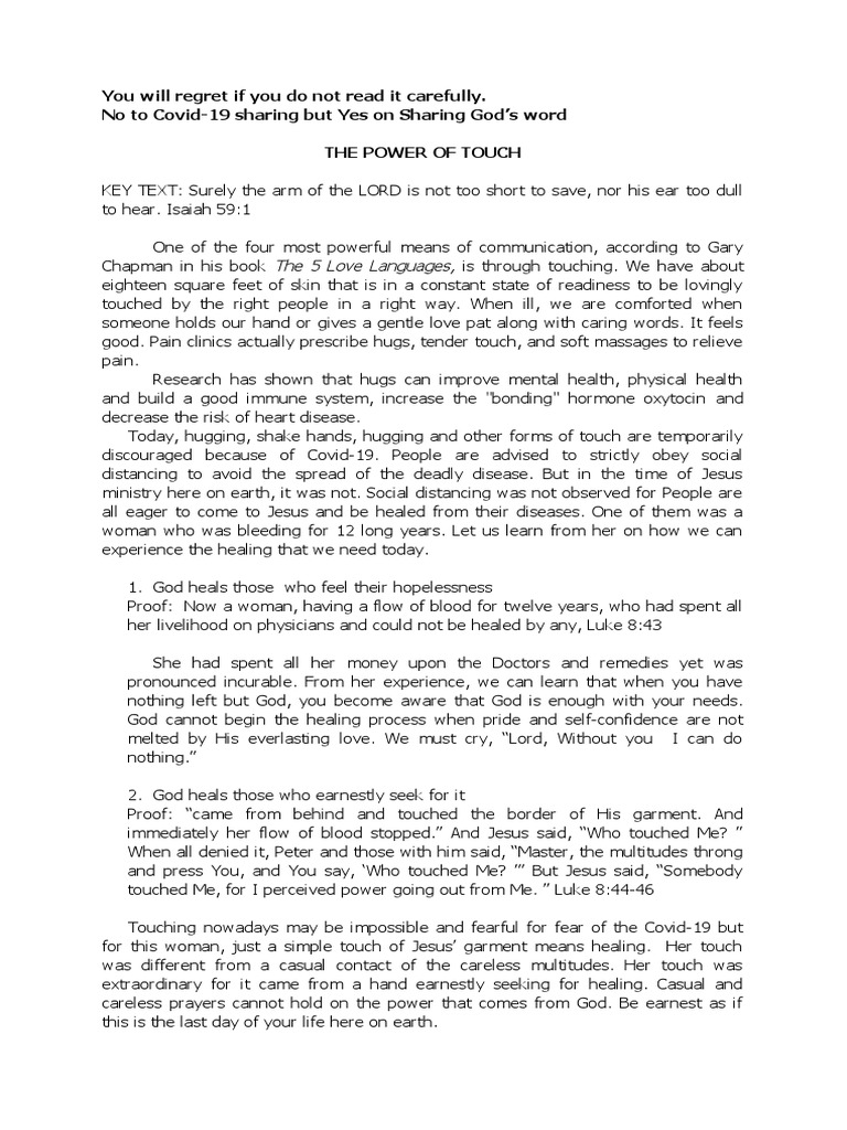 The Power of Touch | PDF | Jesus | God