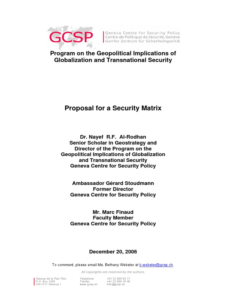 Security Matrix | PDF | Human Security | Crime & Violence