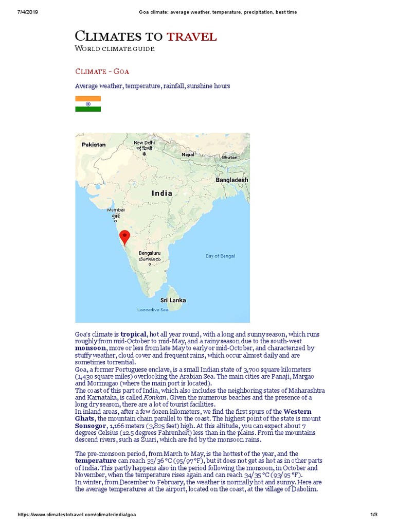 Goa Climate - Average Weather, Temperature, Precipitation, Best Time ...