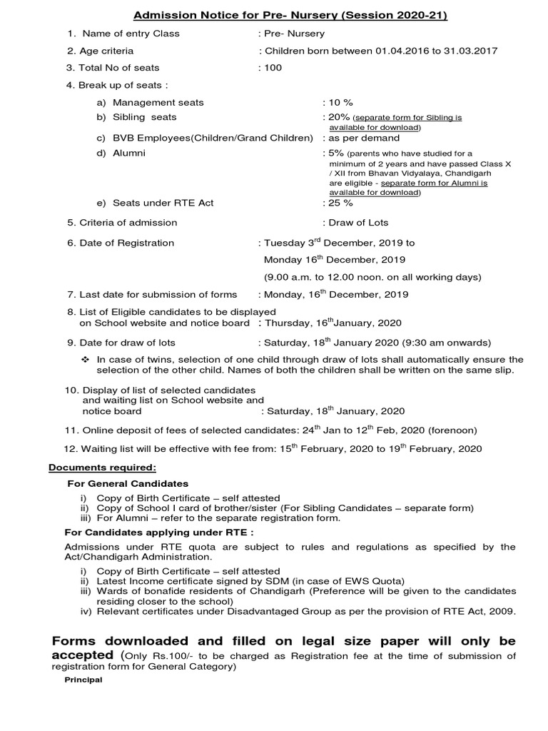 Admission Schedule and Registration Form 2020-21 PDF | PDF | Birth Certificate | Government