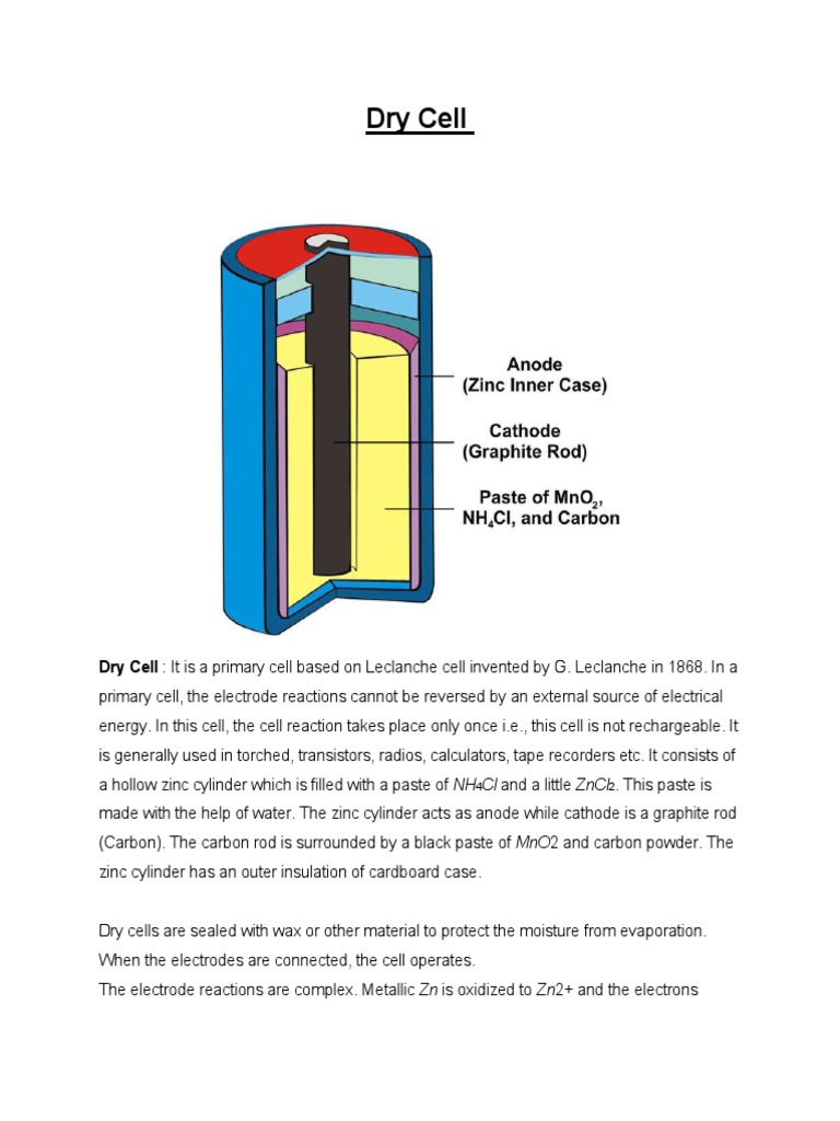 Dry Cell: Structure and Reactions | PDF | Teaching Methods & Materials ...