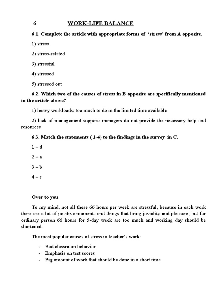 6 Work-Life Balance | PDF | Vocabulary | Behavioural Sciences