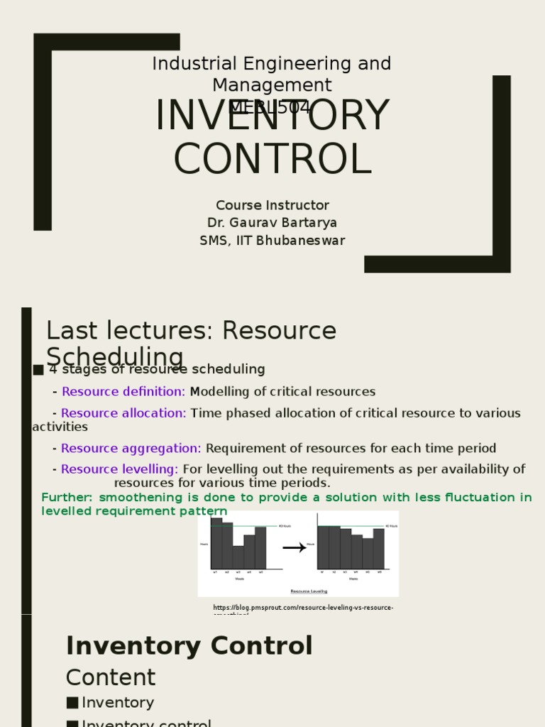 Inventory Control: Industrial Engineering and Management ME3L504 | PDF ...