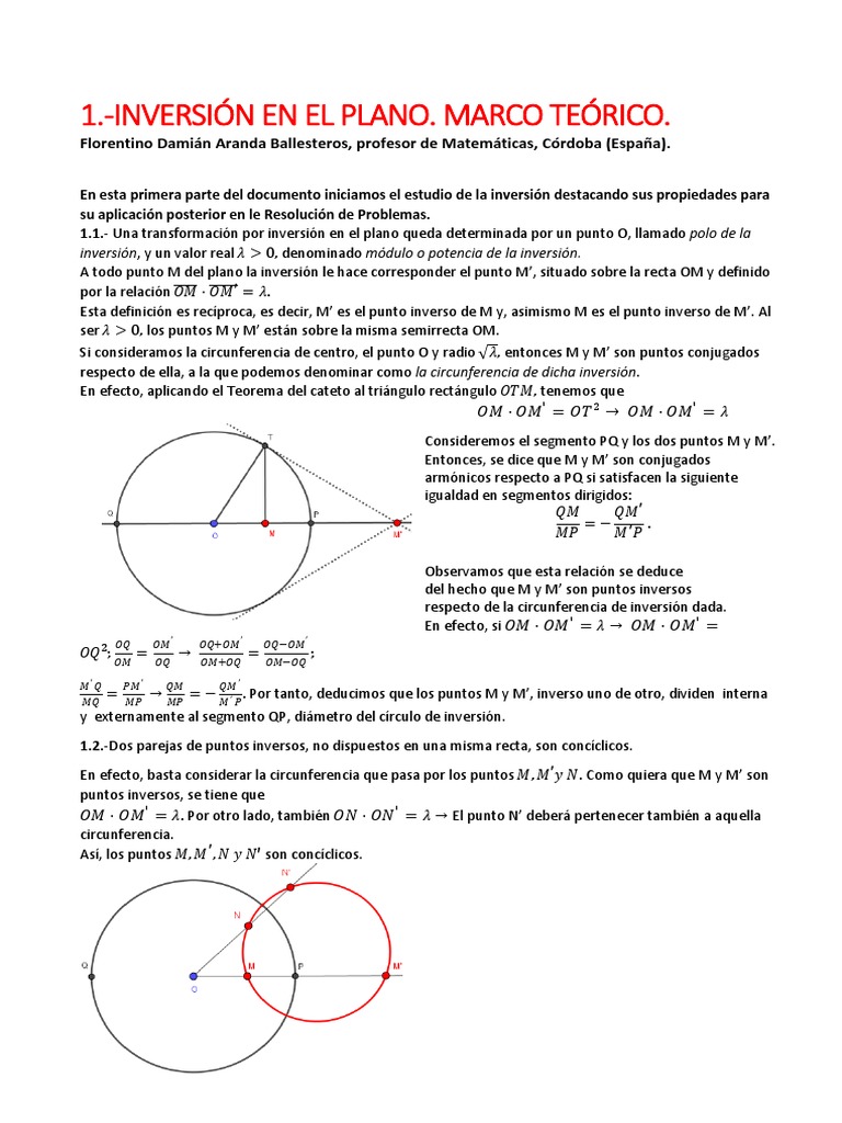 Inversión en el Plano: Teoría y Práctica | PDF | Tangente | Triángulo