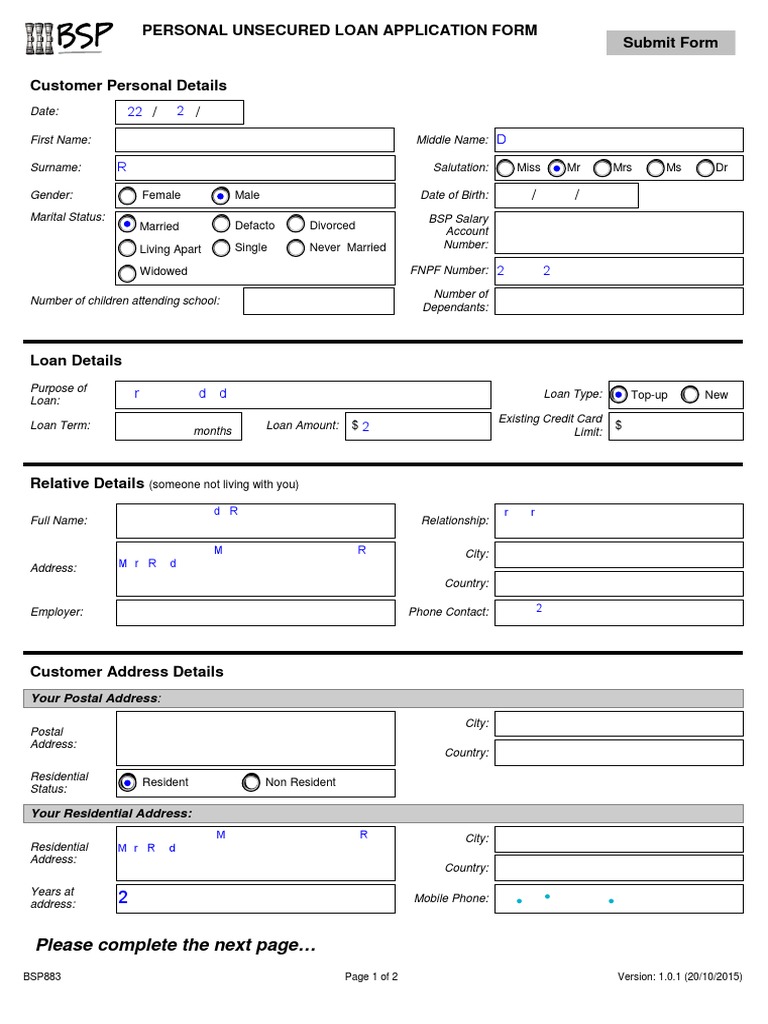 O O O O O O O O O O O O O O: Personal Unsecured Loan Application Form ...