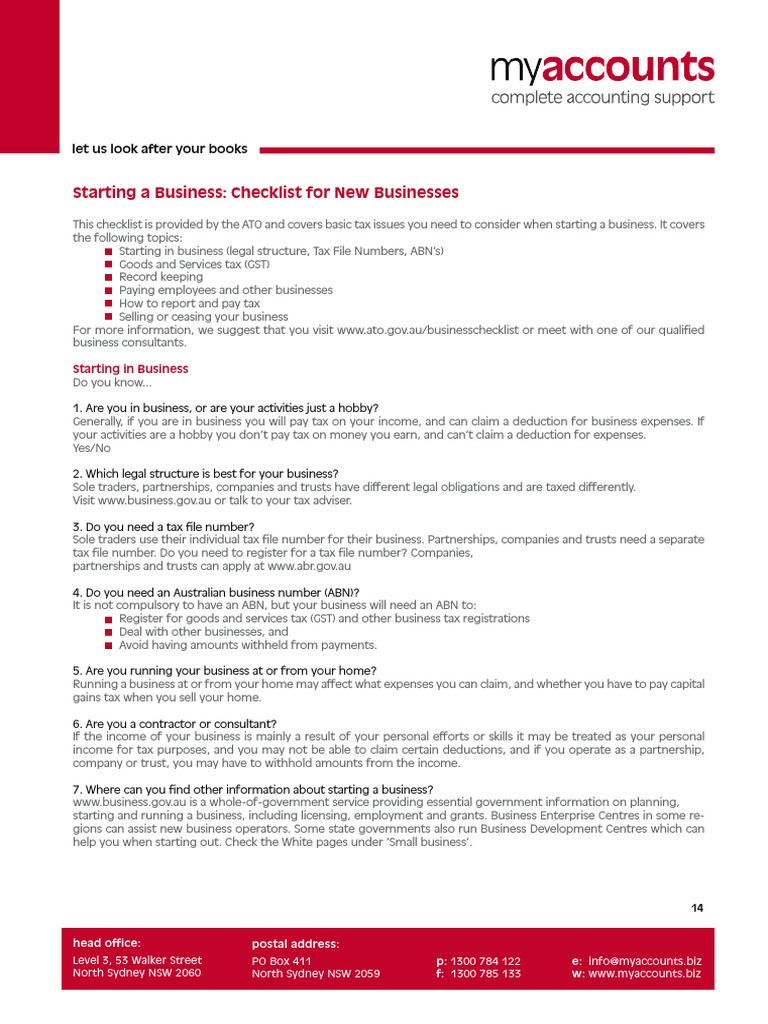 Business Startup Tax Checklist | PDF | Withholding Tax | Invoice