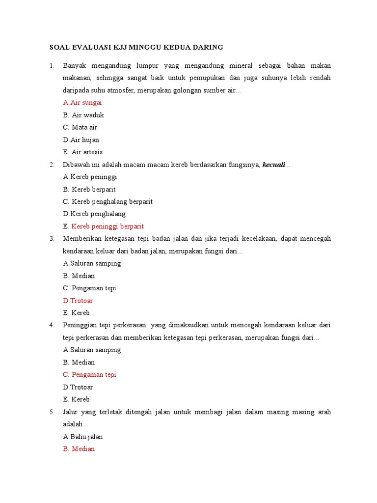 Soal Evaluasi - KJJ - Xii Dpib - Minggu Kedua | PDF