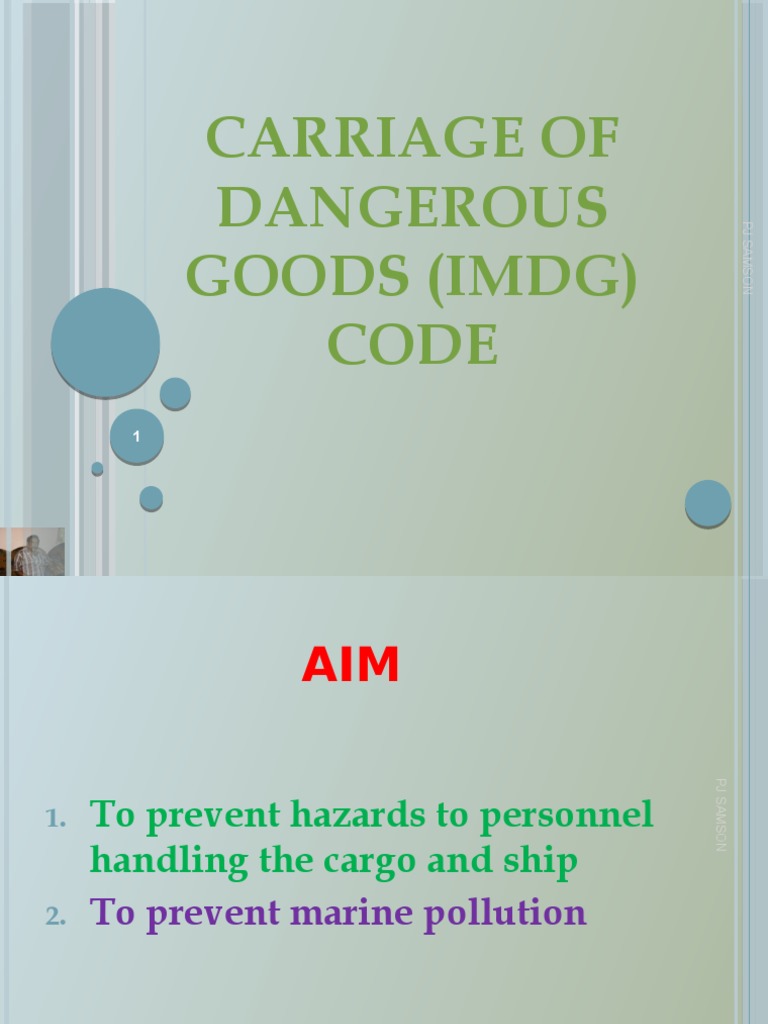 Carriage of Dangerous Goods (Imdg) Code | PDF | Dangerous Goods ...