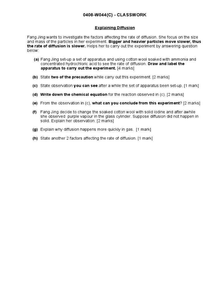 Exercises Diffusion | PDF