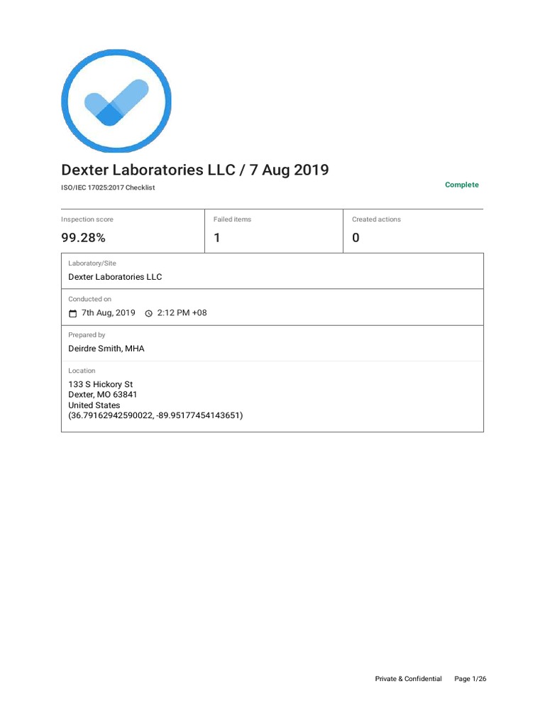 ISO 17025 Checklist PDF Sample Report | Download Free PDF | Calibration ...