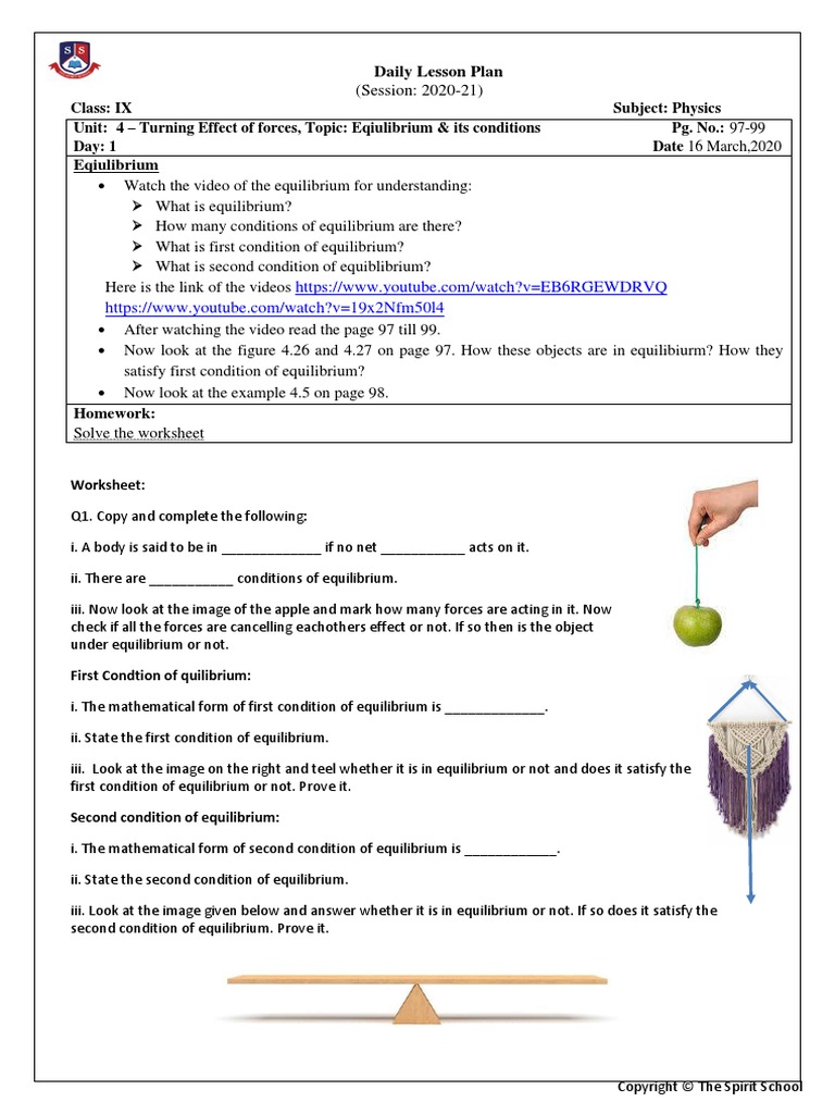 Class IX Physics Week 1 Session 2020 21 PDF | Download Free PDF | Lesson Plan | Force