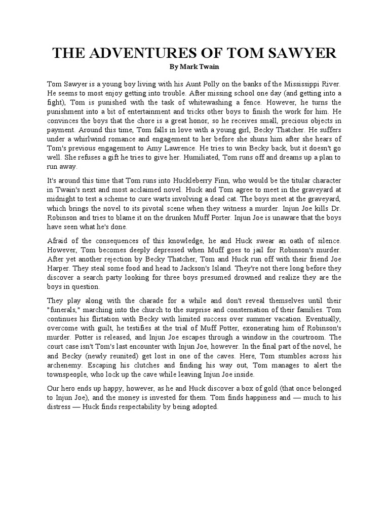 The Adventures of Tom Sawyer: by Mark Twain | PDF | The Adventures Of Tom Sawyer