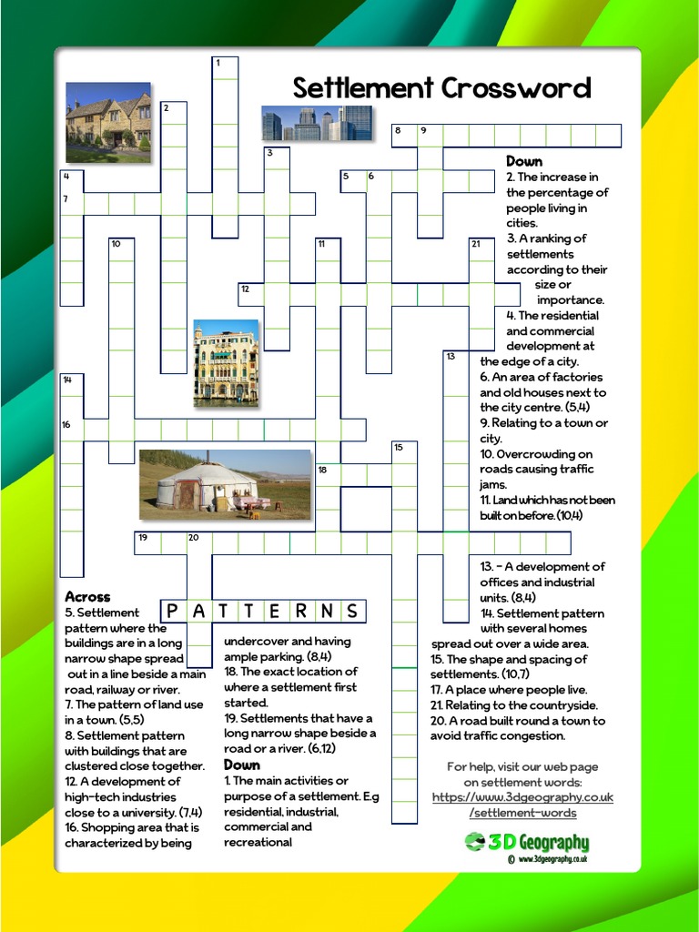 Geography Settlement Crossword Puzzle | PDF | Transport