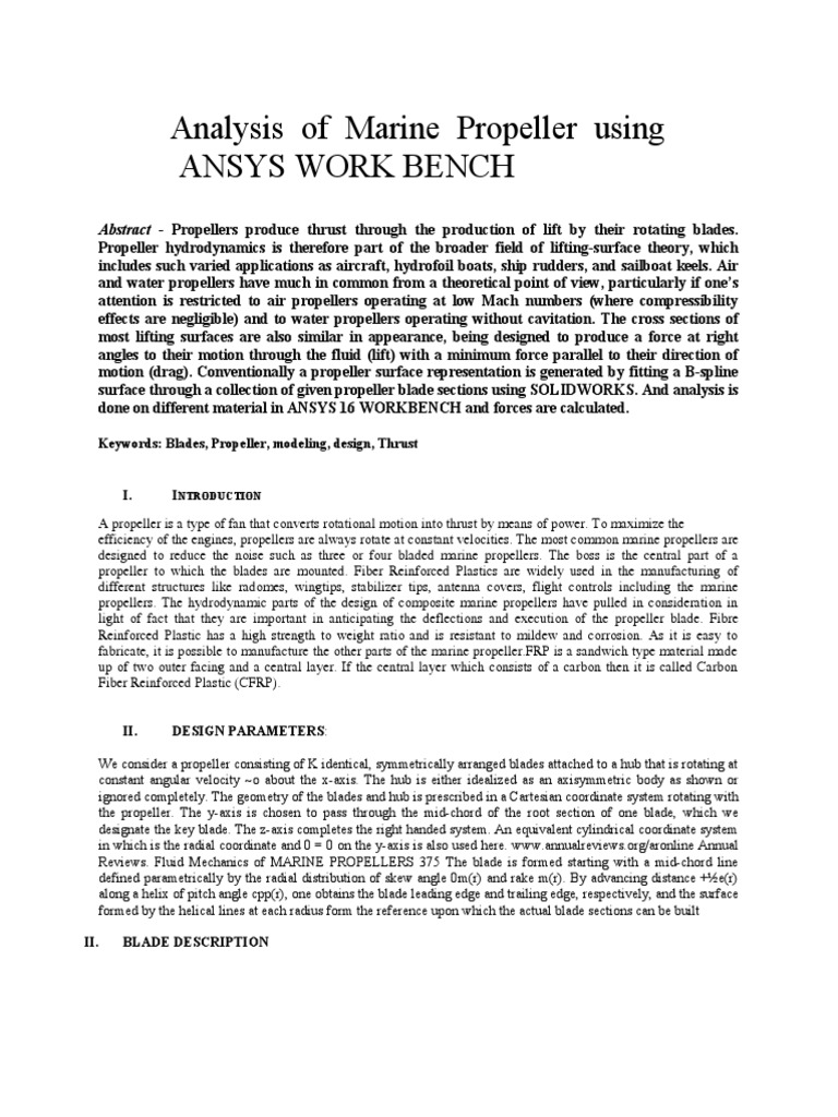 Analysis Of Marine Propeller Using Ansys Work Bench Download Free Pdf Propeller Strength