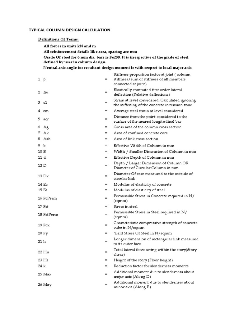 Typical Column Design Calculation | PDF | Beam (Structure) | Column
