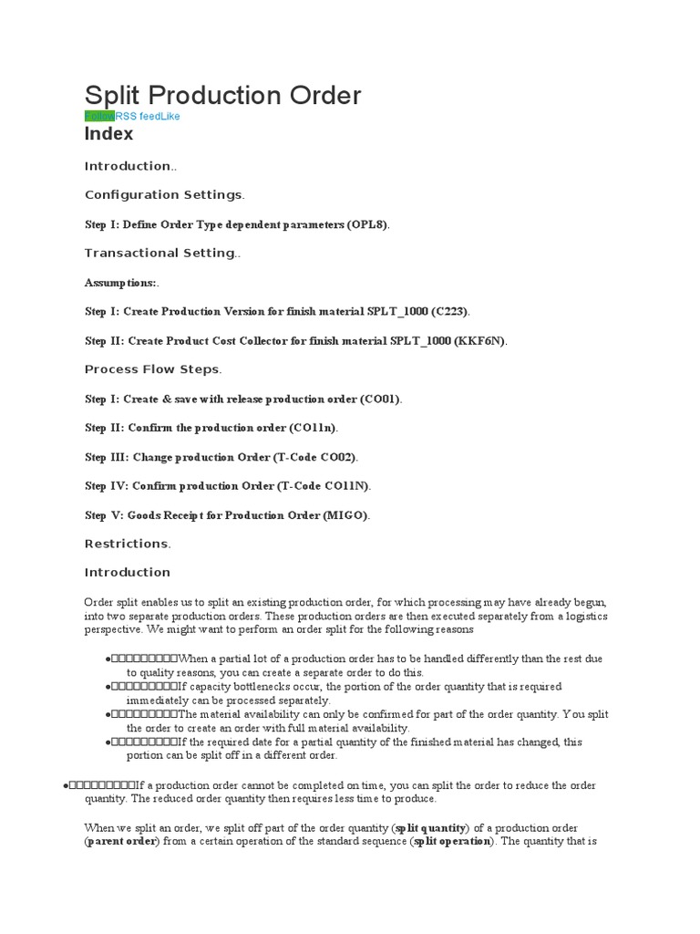 Split The Production Order | PDF | Computing | Computing And Information Technology