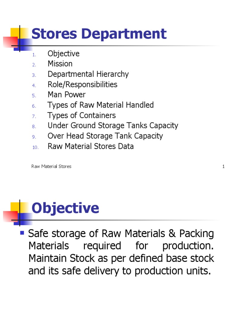 An Overview of Raw Material Storage Operations at a Manufacturing ...