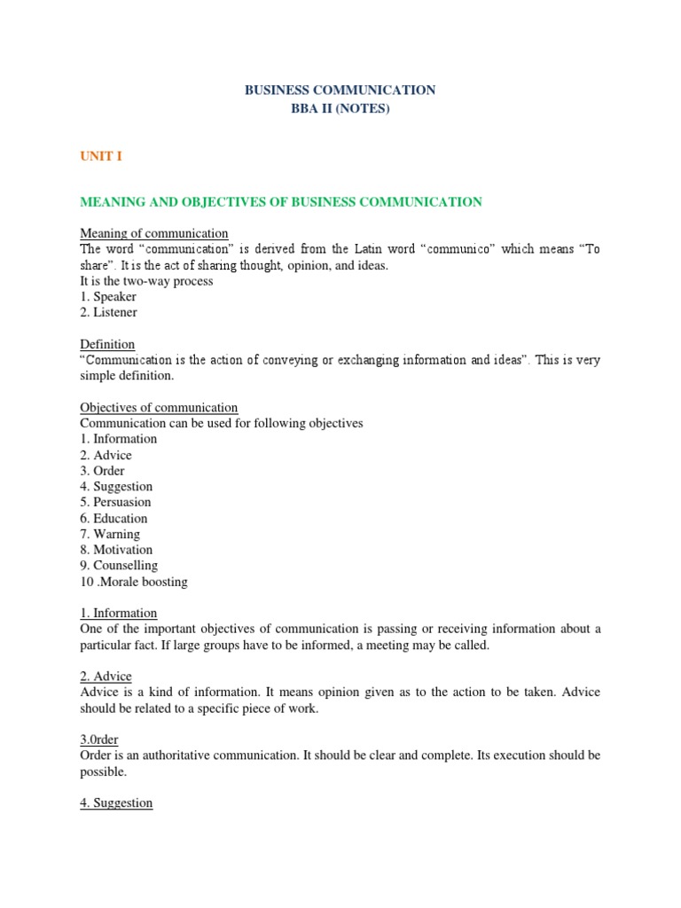 Business Communication - Notes | PDF | Interview | Nonverbal Communication