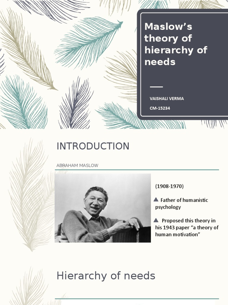 Maslow's Theory of Hierarchy of Needs | PDF