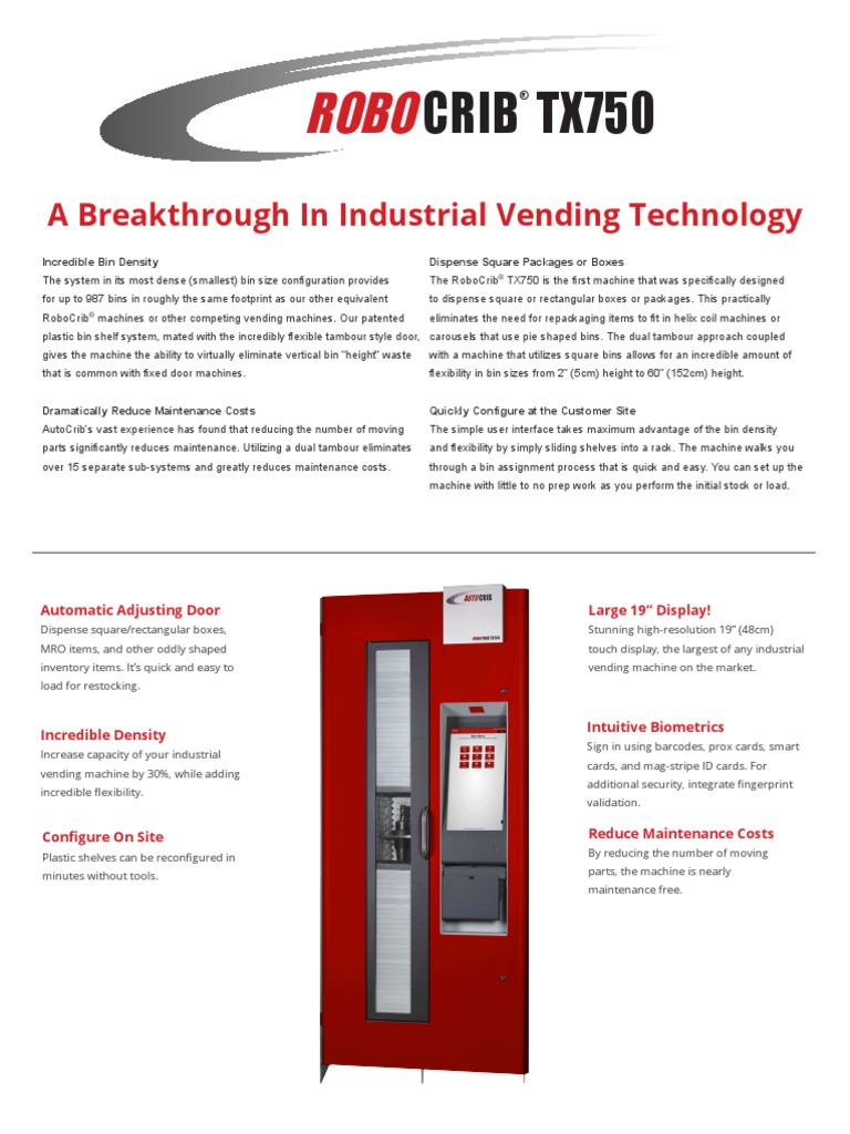 Crib TX750: A Breakthrough in Industrial Vending Technology | PDF ...