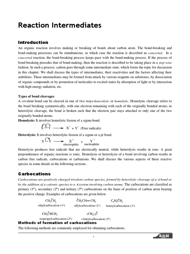 Types and Stability of Reaction Intermediates | PDF | Chemical ...
