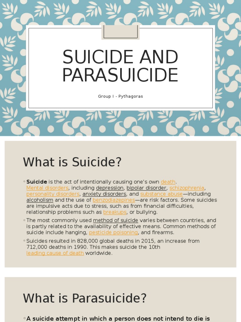 Understanding Parasuicide and Its Risks | PDF