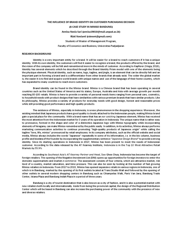 Sikp - Annisa Novia - Rizki Novianti - The Influence of Brand Identity On Customer Purchasing ...