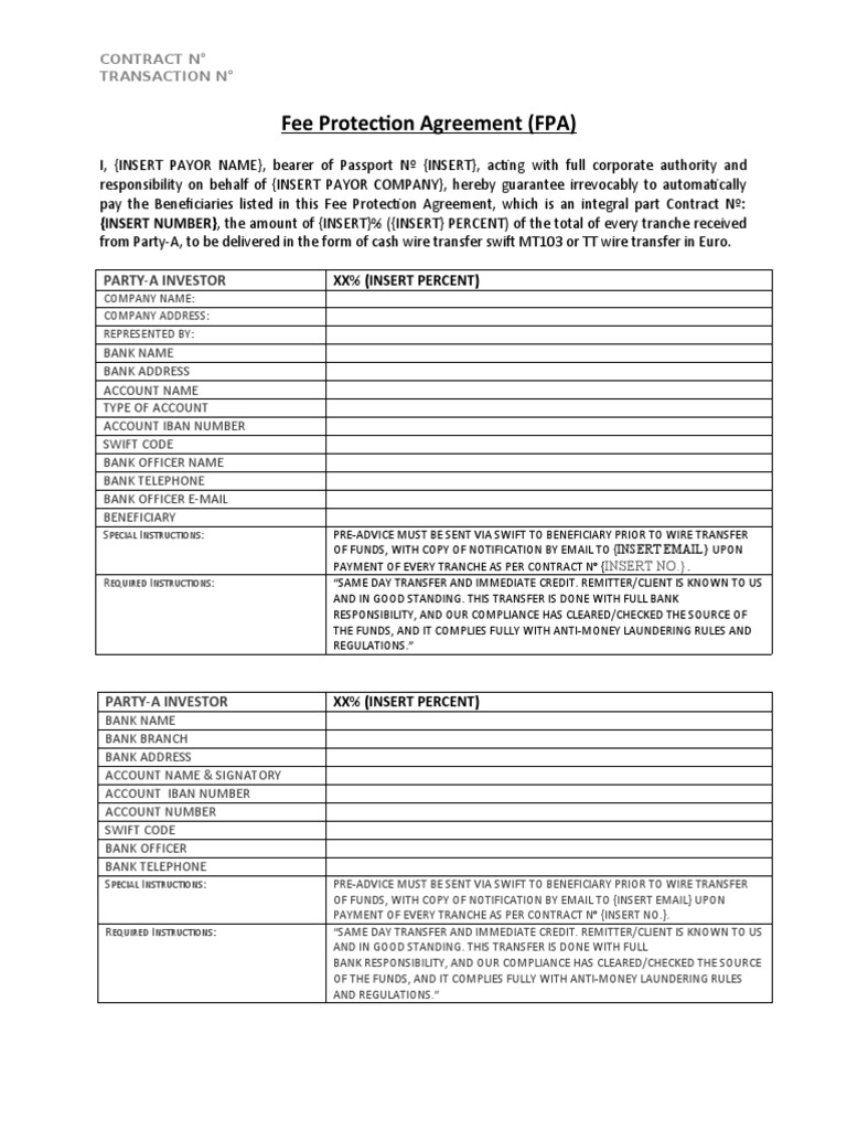 2 - FPA (DTC Format Agreement) | PDF | Wire Transfer | Payments