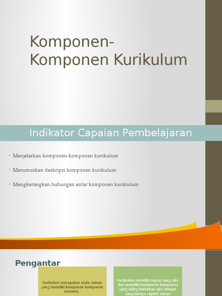 Materi Komponen - Komponen Kurikulum | PDF